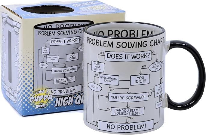 Problem Solving Flow Chart Mug Tea Cup Funny Joke Gift Present Idea ...