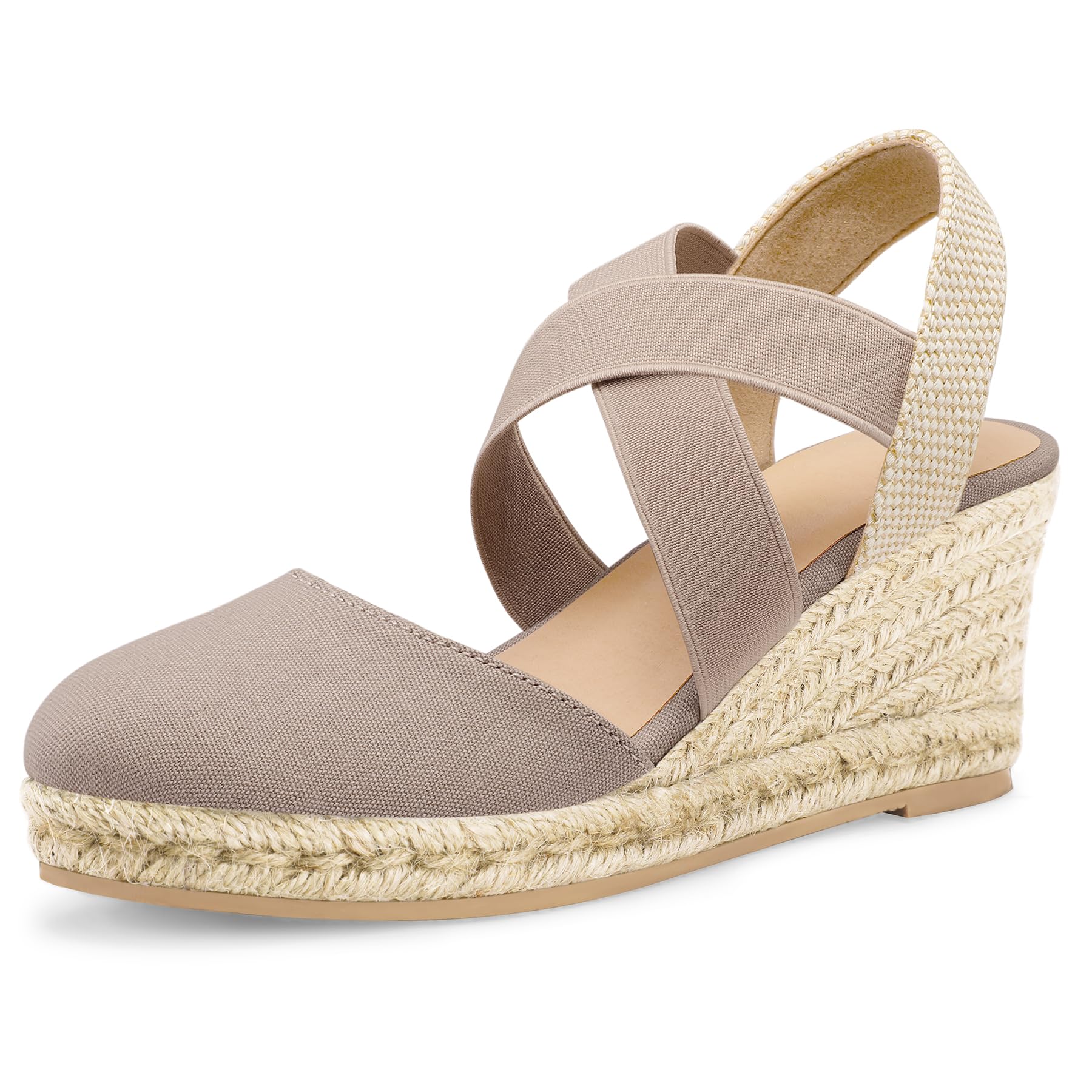 mysoft Women's Closed Toe Crisscross Elastic Ankle Strap Platform ...