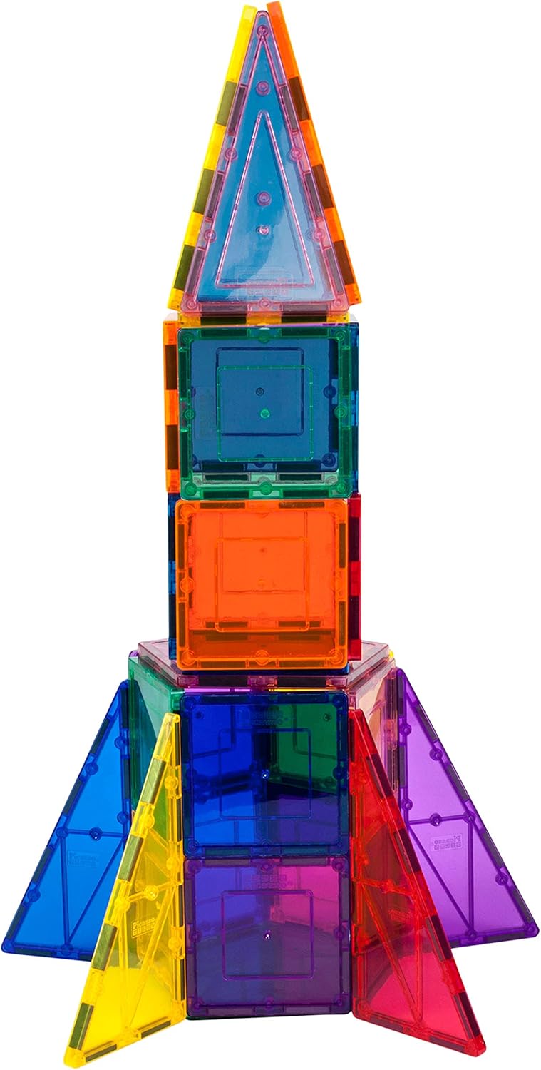 PicassoTiles 32 Piece Magnetic Building Block Rocket Booster Theme Set ...
