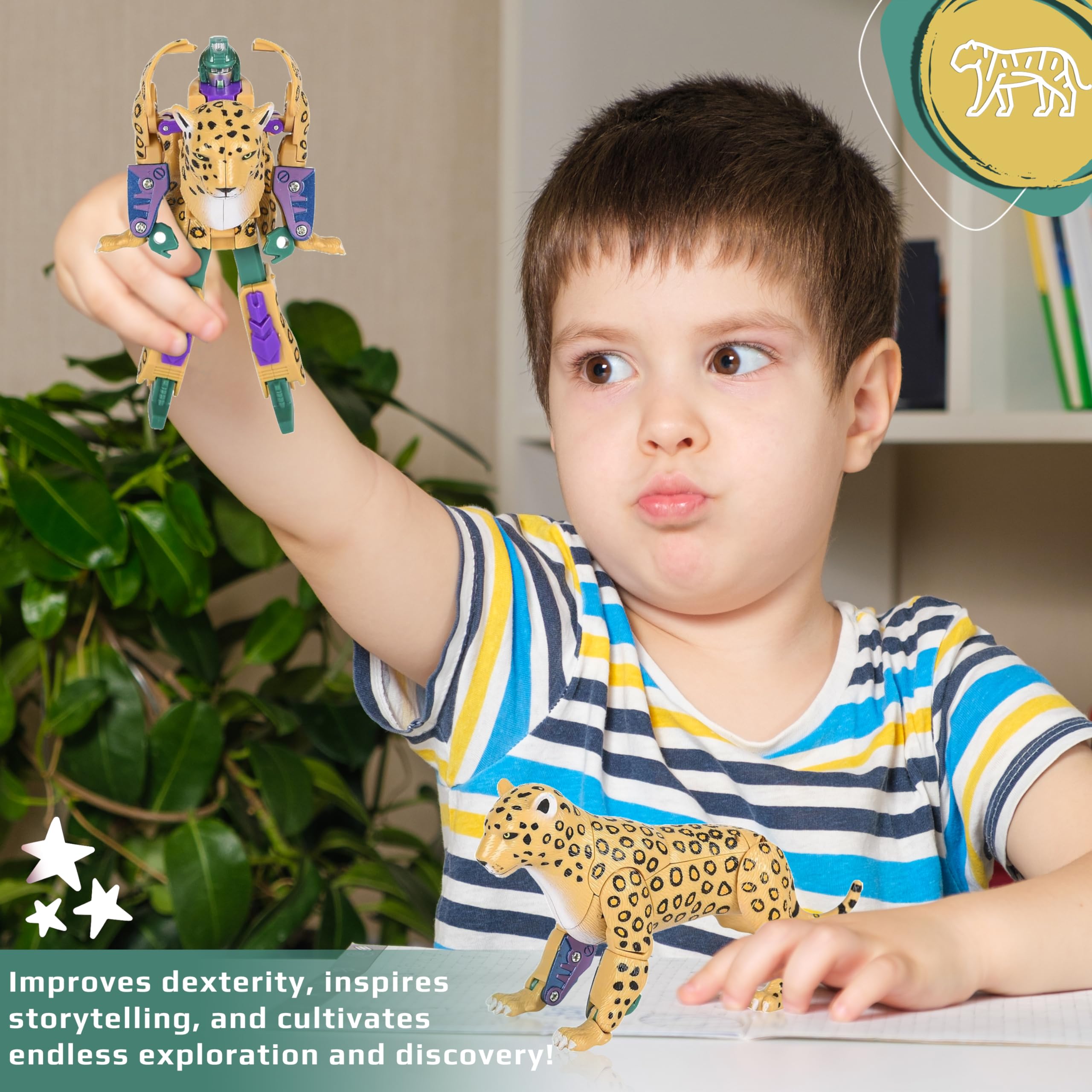 Mua 4" Leopard Jungle Animal Toy Small – Transforming Action Figure ...