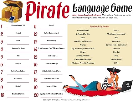 Amazon.com: Pirate Language Printable Game [Download]: Software