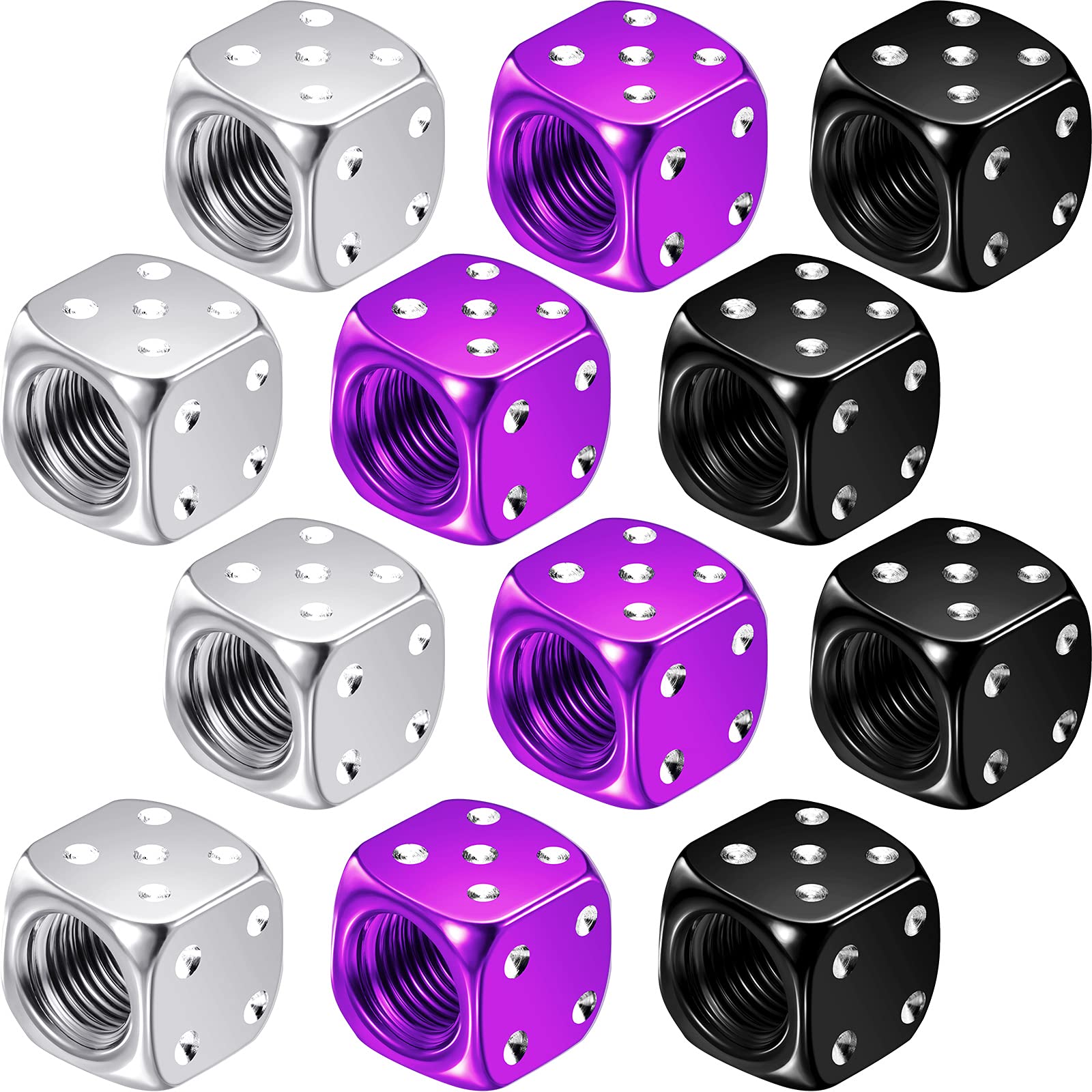 12 Pieces Aluminum Dice Valve Stem Caps Dice Tire Valve Caps Dice Air ...