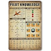 Amazon.com: NEGLAI Vintage Aviation Decor Pilot Knowledge Metal Signs ...