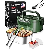 Amazon.com: TRAVELISIMO Electric Lunch Box 80W, 3 in 1 Ultra Quick ...