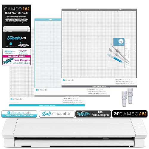 Silhouette Cameo 4 Pro Bundle with 4 Mats, 2 Autoblades, Deluxe Vinyl ...