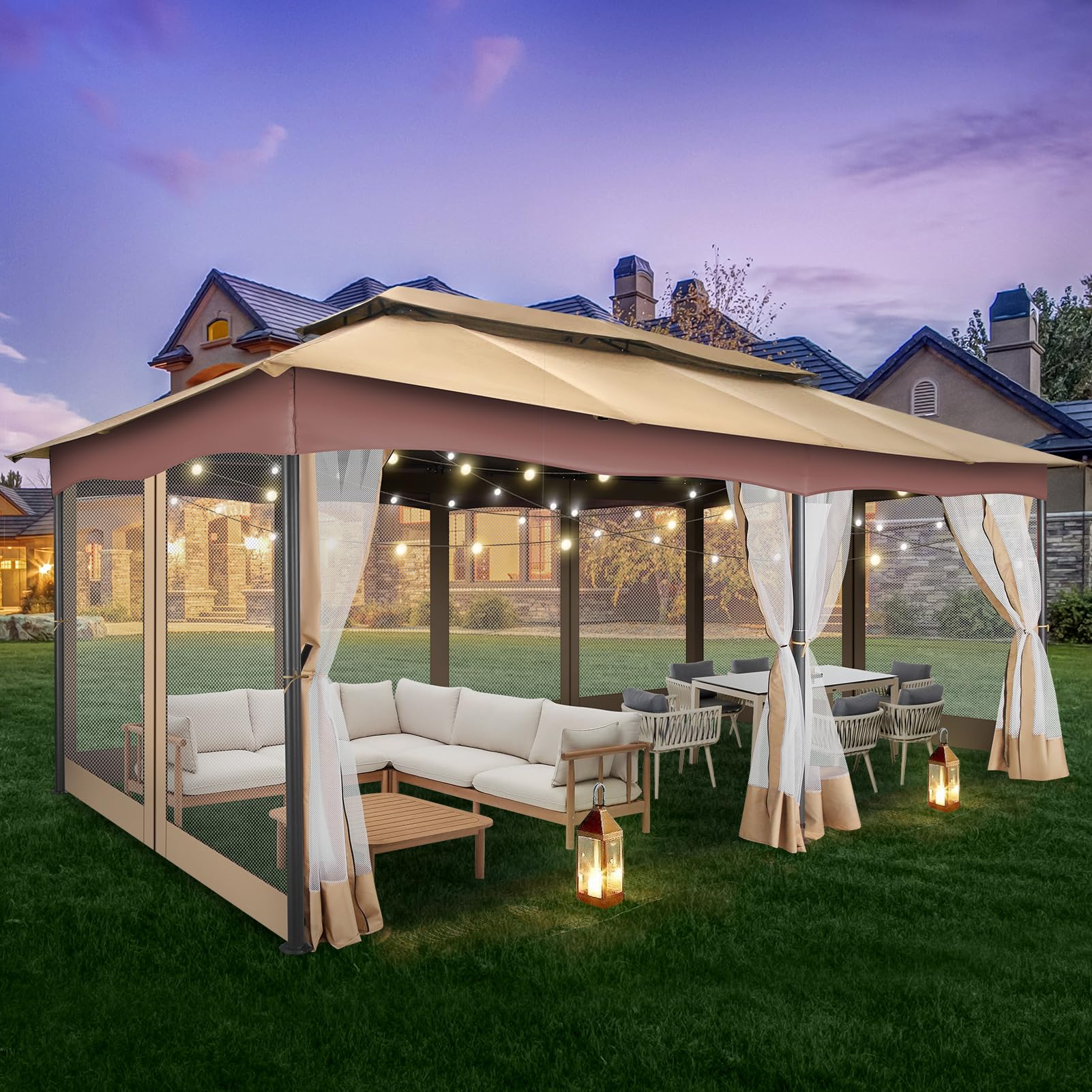 HOTEEL 12x20 Gazebo on Clearance, Outdoor Gazebo Tent with Mosquito ...