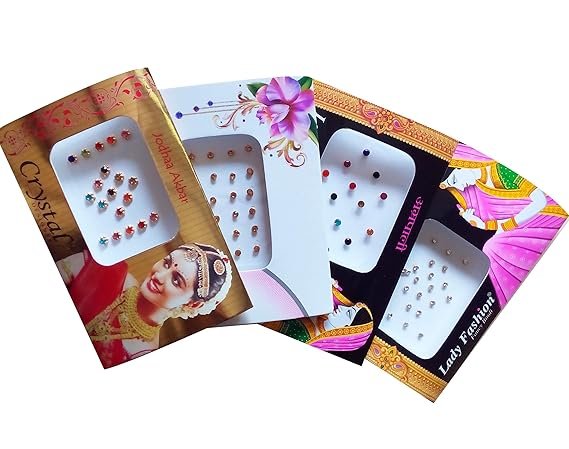 My.Shop Multi Colour Diamond Cut Tiny 2mm Bindis Round Stone Bindi for ...