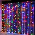 Amazon.com: Dazzle Bright 300 LED Curtain String Lights, Christmas ...