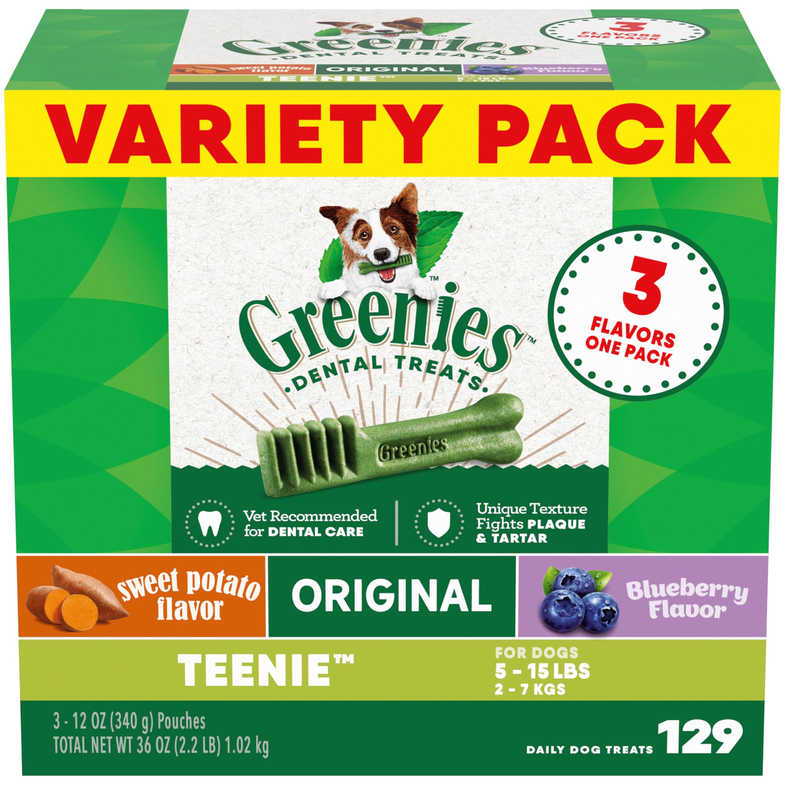 Greenies Natural Dental Care Dog Treats Teenie Size, 36 oz. Variety ...