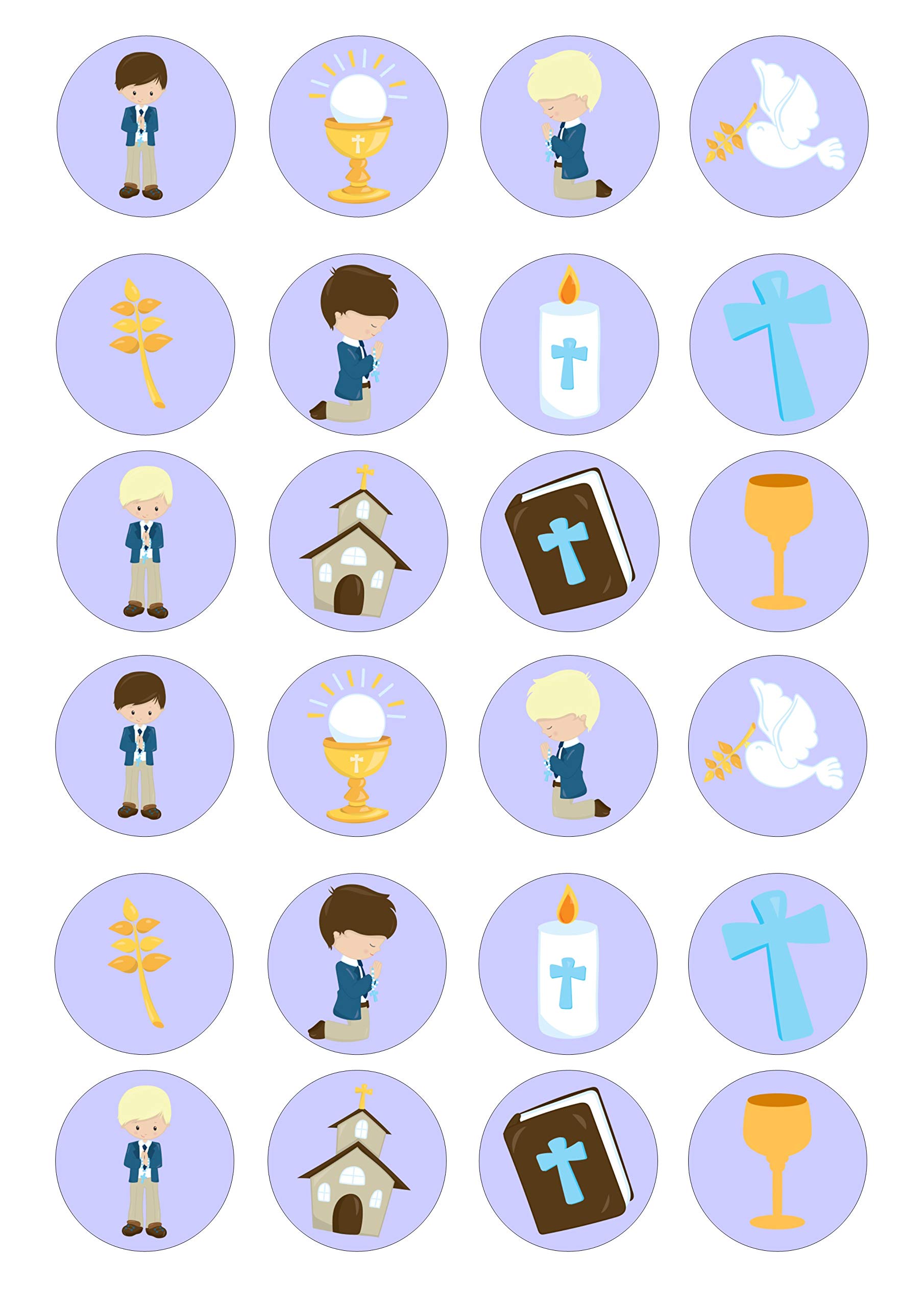 Buy Holy Communion Boy Male Cupcake Cake Topper Decoration Wafer Rice ...