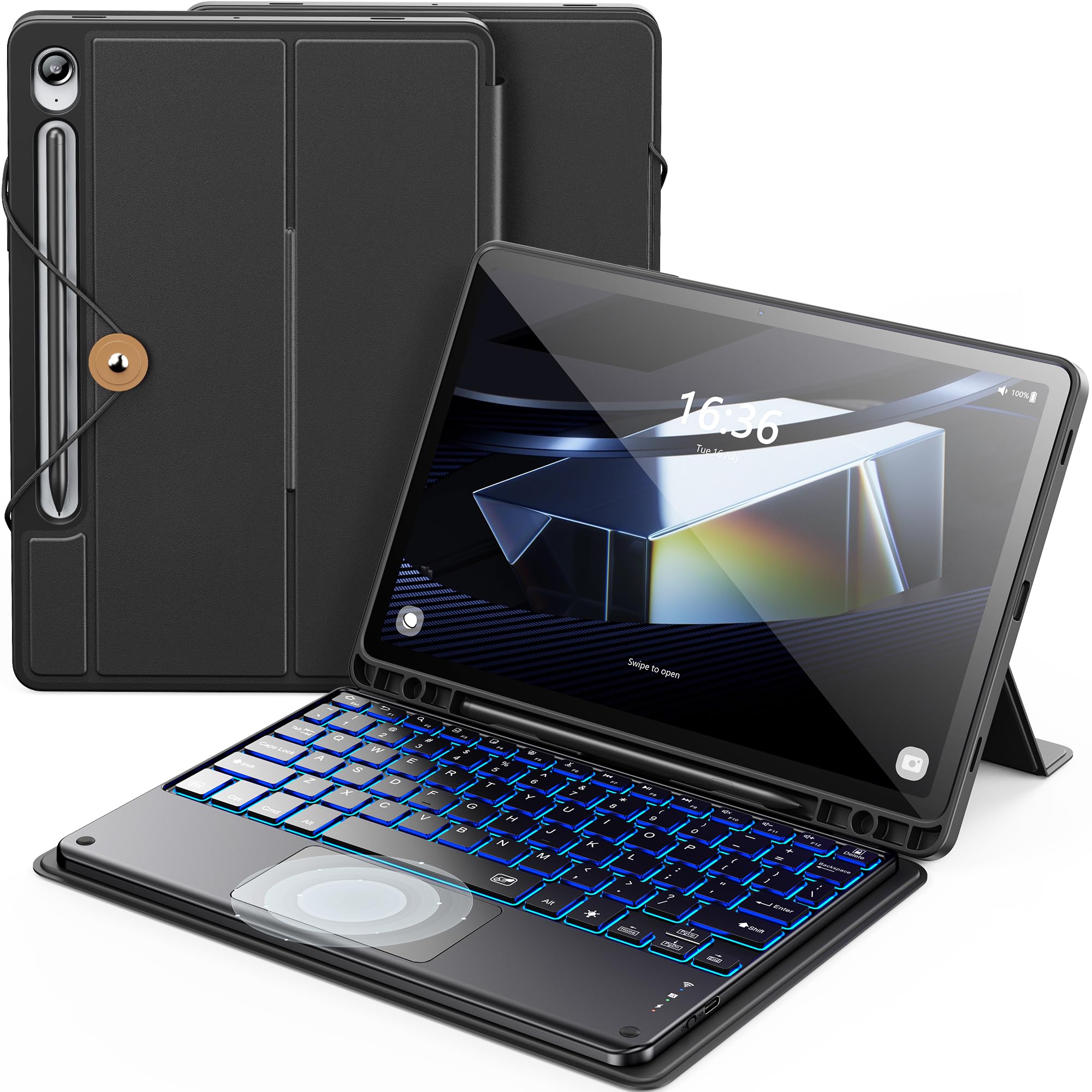 INFILAND Keyboard Case for Samsung Galaxy Tab S9/S9 FE with 7-Color ...