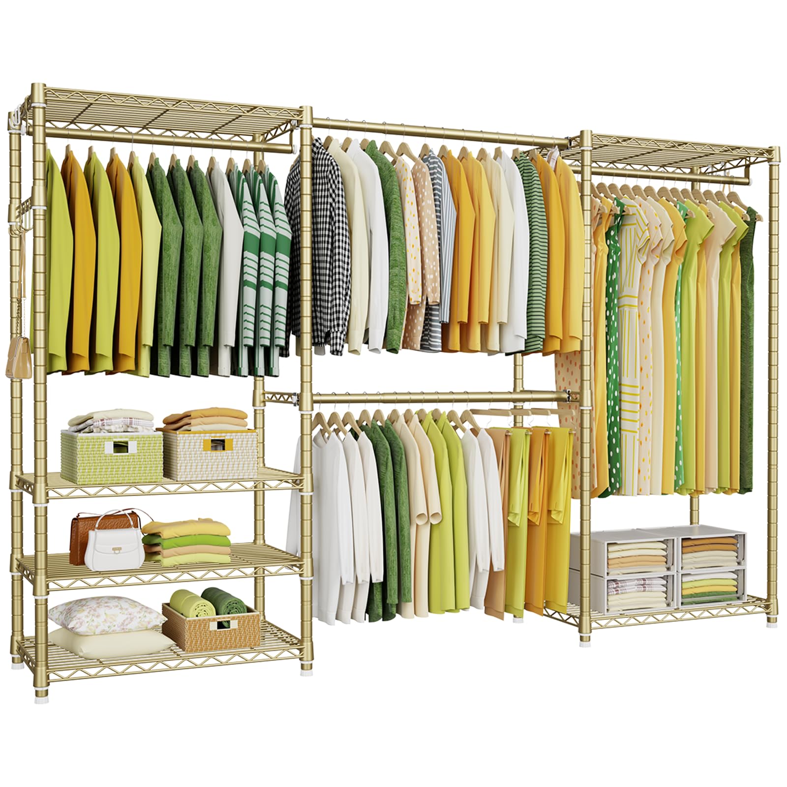 Ulif E1 Heavy Duty Closet Garment Rack, 6 Tiers Adjustable Metal ...