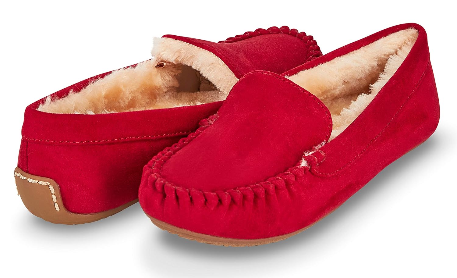 Buy Floopi Womens Indoor/Outdoor Faux Fur Lined Basic Moccasins Slipper ...