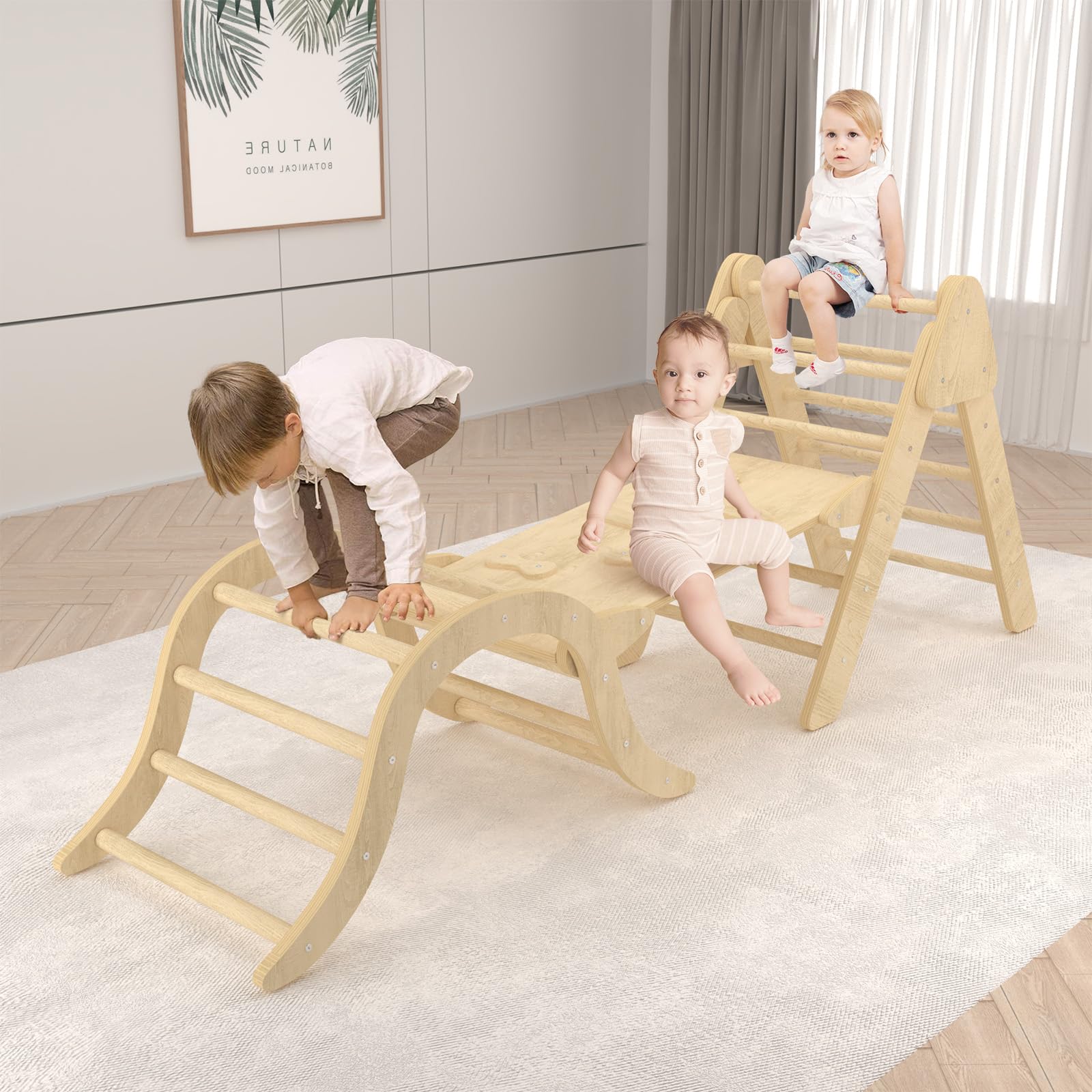 UROSULO Indoor Toddler Climbing Toys, Multifunction Pikler Triangle and ...