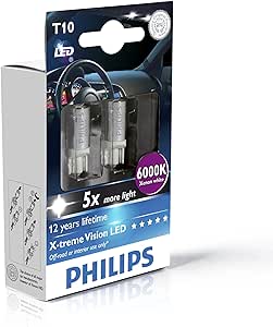 Amazon.com: Philips Blue Vision 194 T10 W5W LED Replacement Bulb ...
