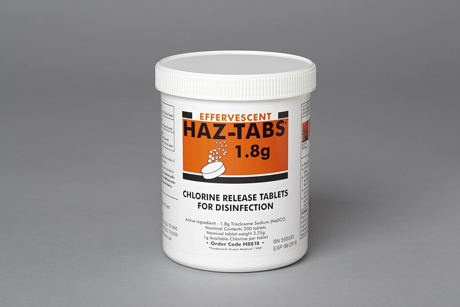 Guest Medical H8818 1.8g Haz-Tabs in tubs of 200 tablets (Pack of 6 ...