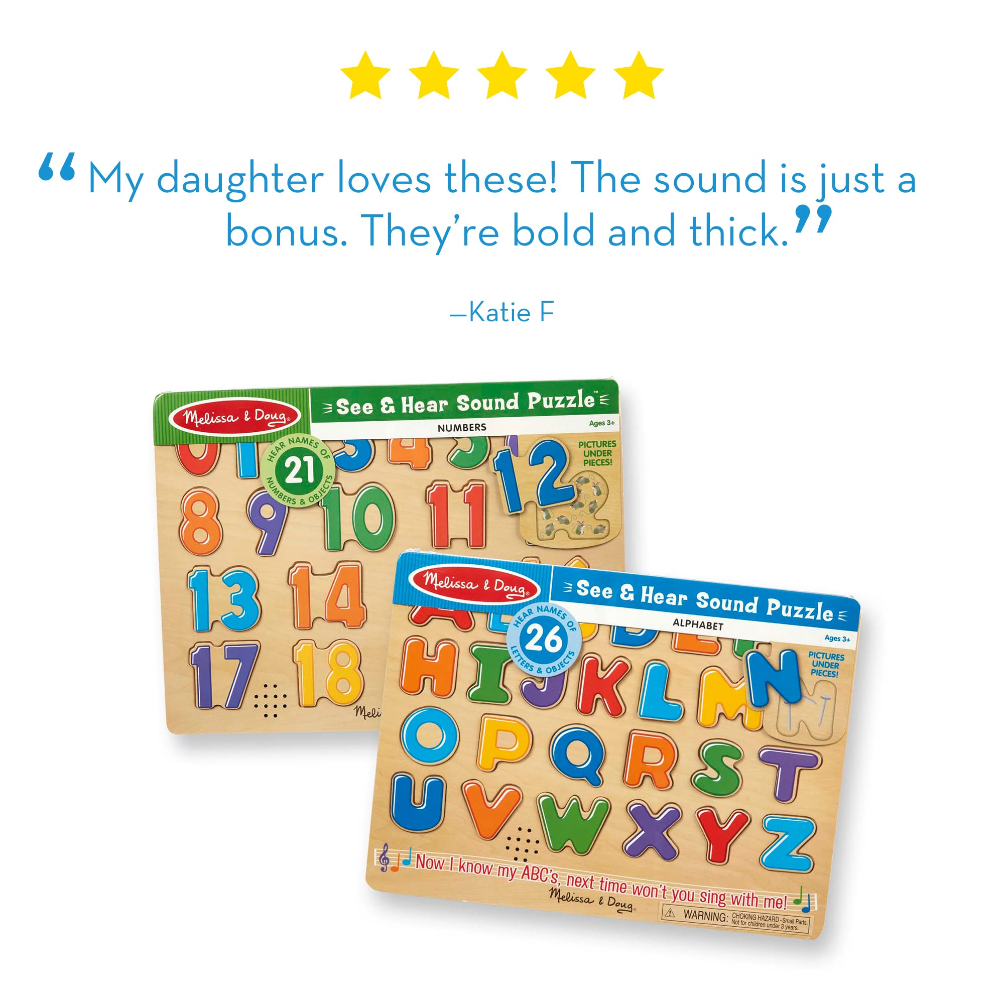Mua Sound Puzzles Set: Numbers and Alphabet - Wooden Peg Puzzles - ABC ...