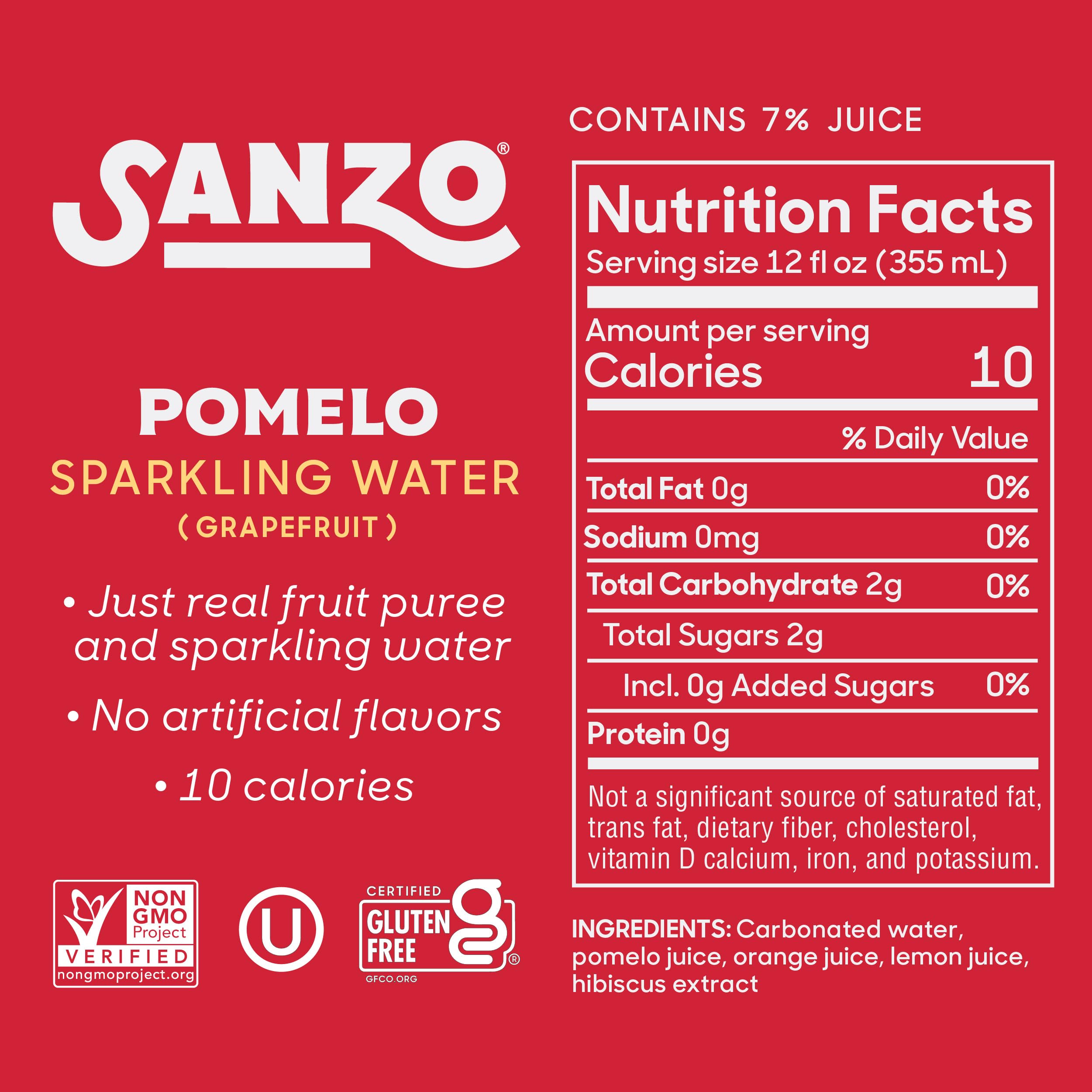 Mua Sanzo Flavored Sparkling Water - Pomelo (Grapefruit) 12-Pack - Carbonated Drink Made with ...