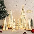 Amazon.com: Set of 6 Mercury Glass Christmas Tree with Lights 13.8inch ...