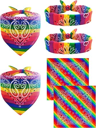 Amazon.com: Rainbow Bandanas Headband Gay Pride LGBTQ Bandana Headband ...