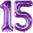 Amazon.com: KatchOn, Giant Purple 15 Balloons Number - 40 Inch | Sweet ...