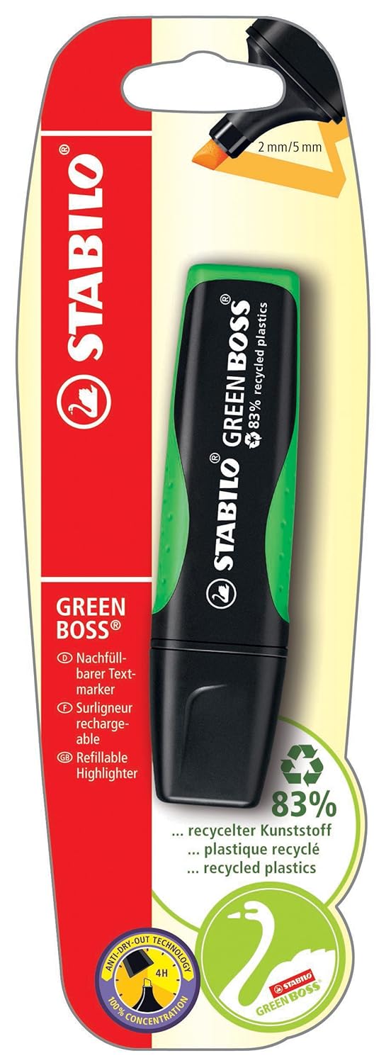 Amazon.com : Stabilo Green Boss - 83% Recycled Plastic Single Pen ...