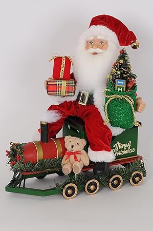 Amazon.com: 17" Inch Red Santa Claus Figurine Train Engine Locomotive ...
