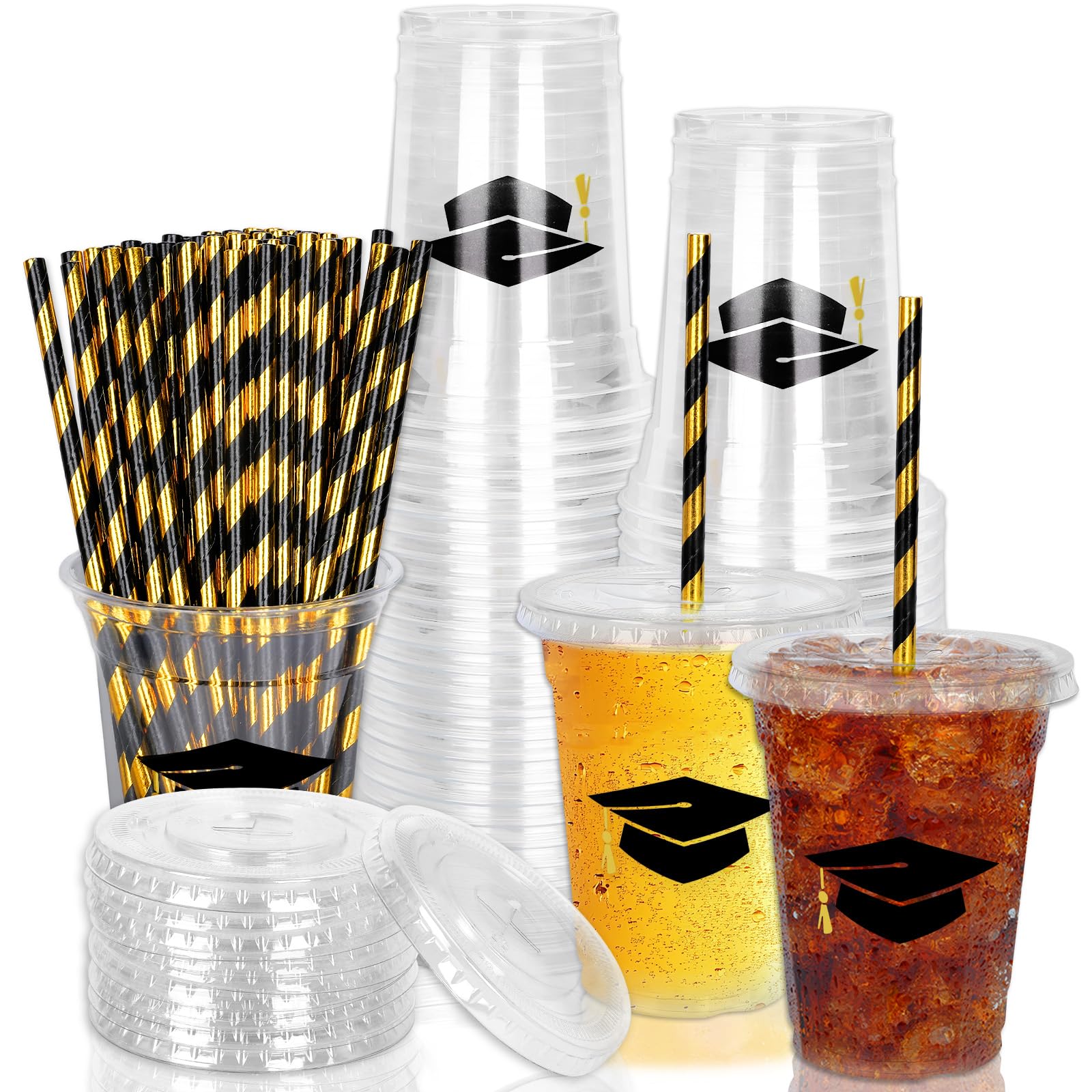 Whaline 50Pcs 12Oz 2025 Grad Graduation Disposable Plastic Cups with ...