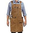 Amazon.com: Woodworking Shop Aprons for Men and Women | 16 oz Durable Waxed Canvas Work Apron ...