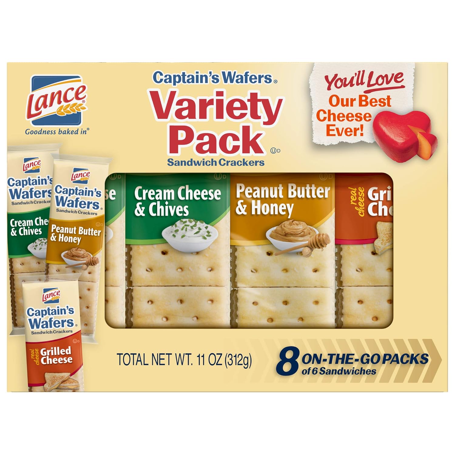 Lance Captain's Wafers Variety Crackers 11 oz 8 Count Boxes - Single ...