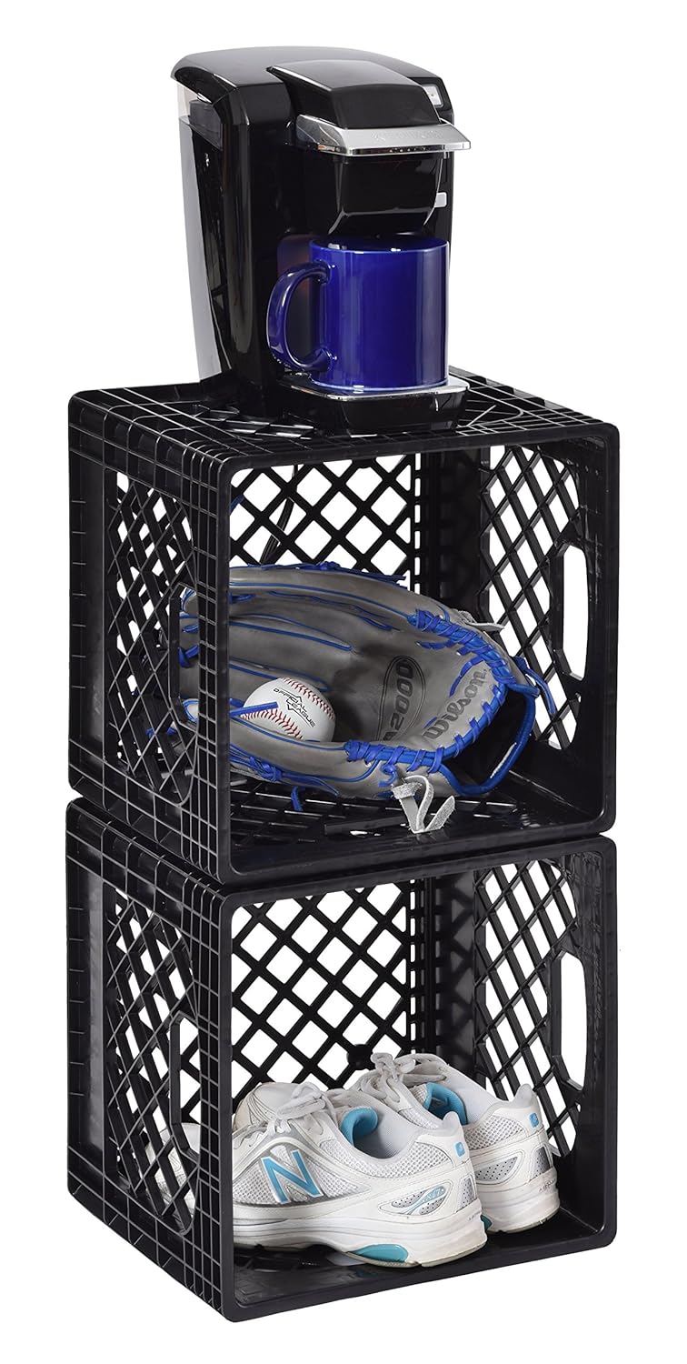 Storage Crates Pack of 2 Muscle Rack MK131311-B2PK 11 x 13 x 13 Black ...