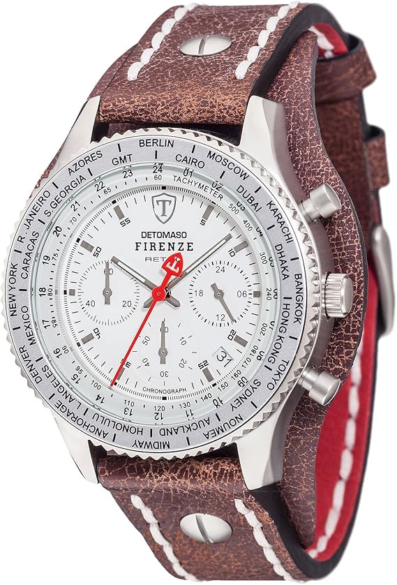 DETOMASO Herren-Armbanduhr Firenze Retro Chronograph mit silbernem ...