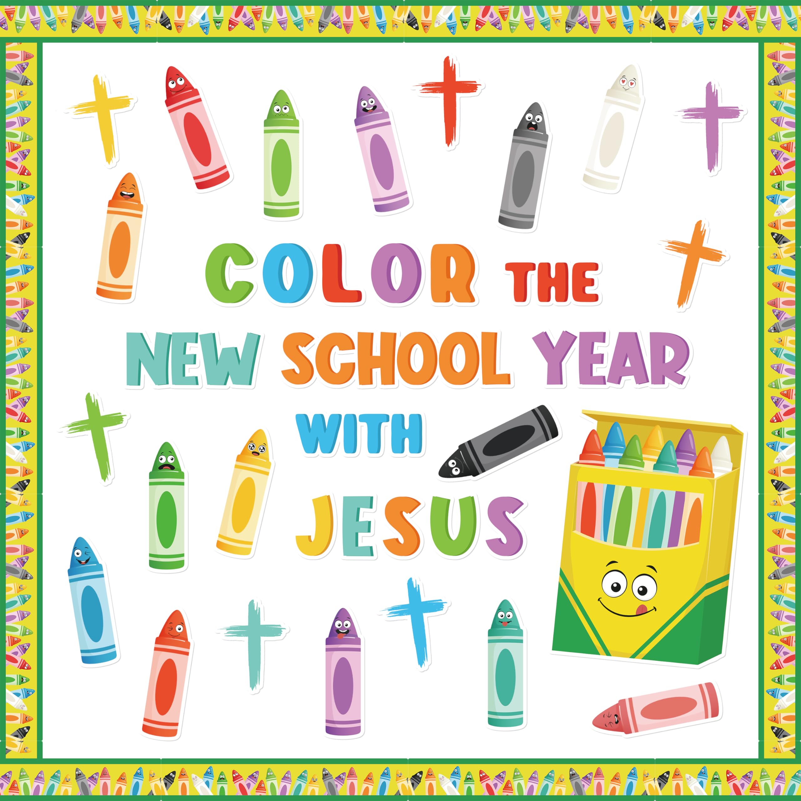 Mua 119Pcs Crayon Cutouts Back to School Religious Bulletin Board ...