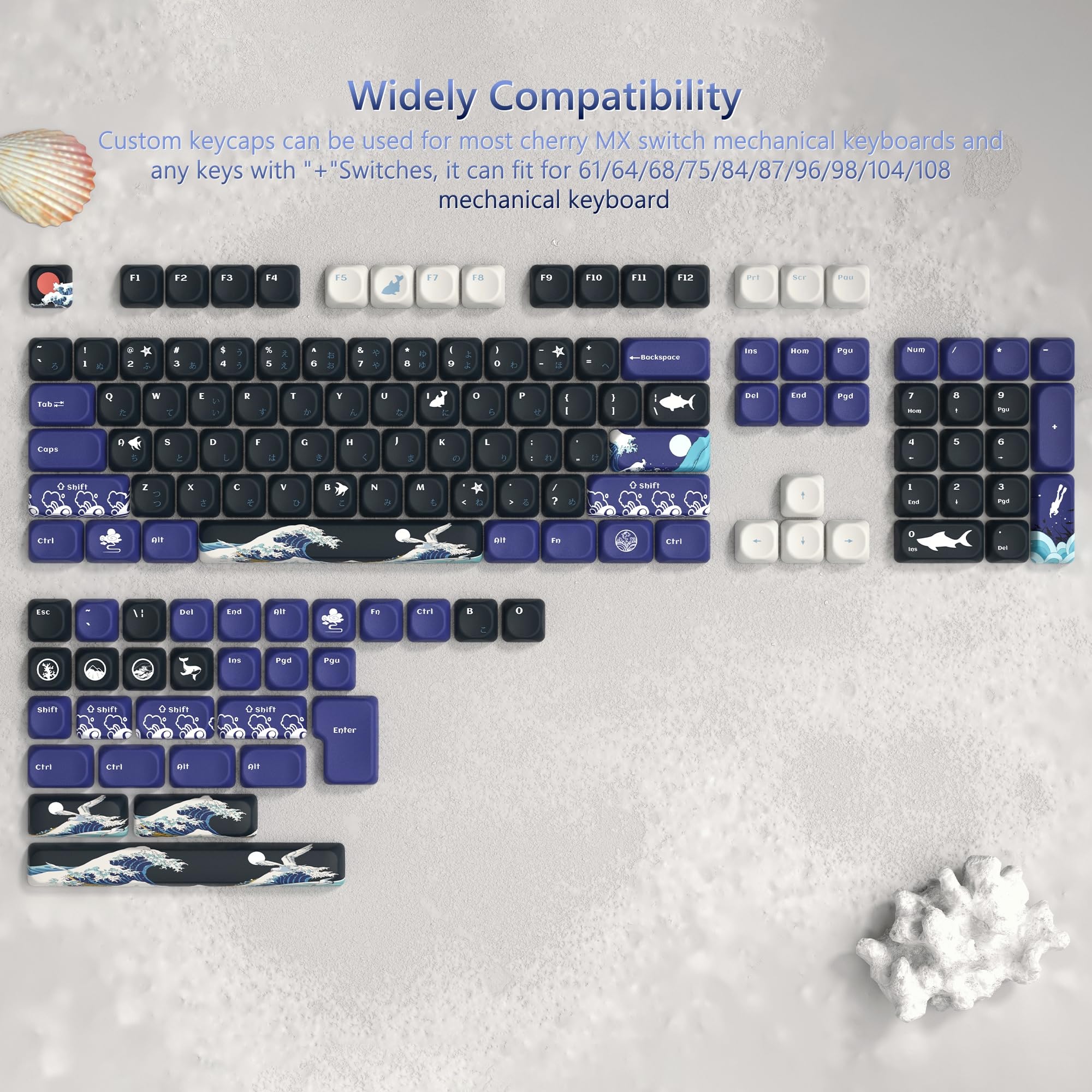 Mua Womier PBT Black Keyboard Keycaps, Japanese MOA Keycaps for ...