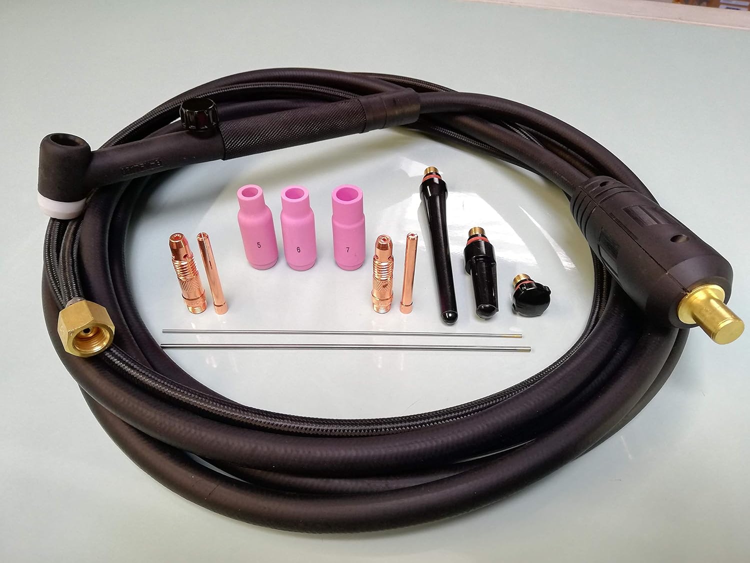 WIG TIG Schweißbrenner Set Schlauchpaket SR 17V mit Ventil 4m SK25 (9er ...