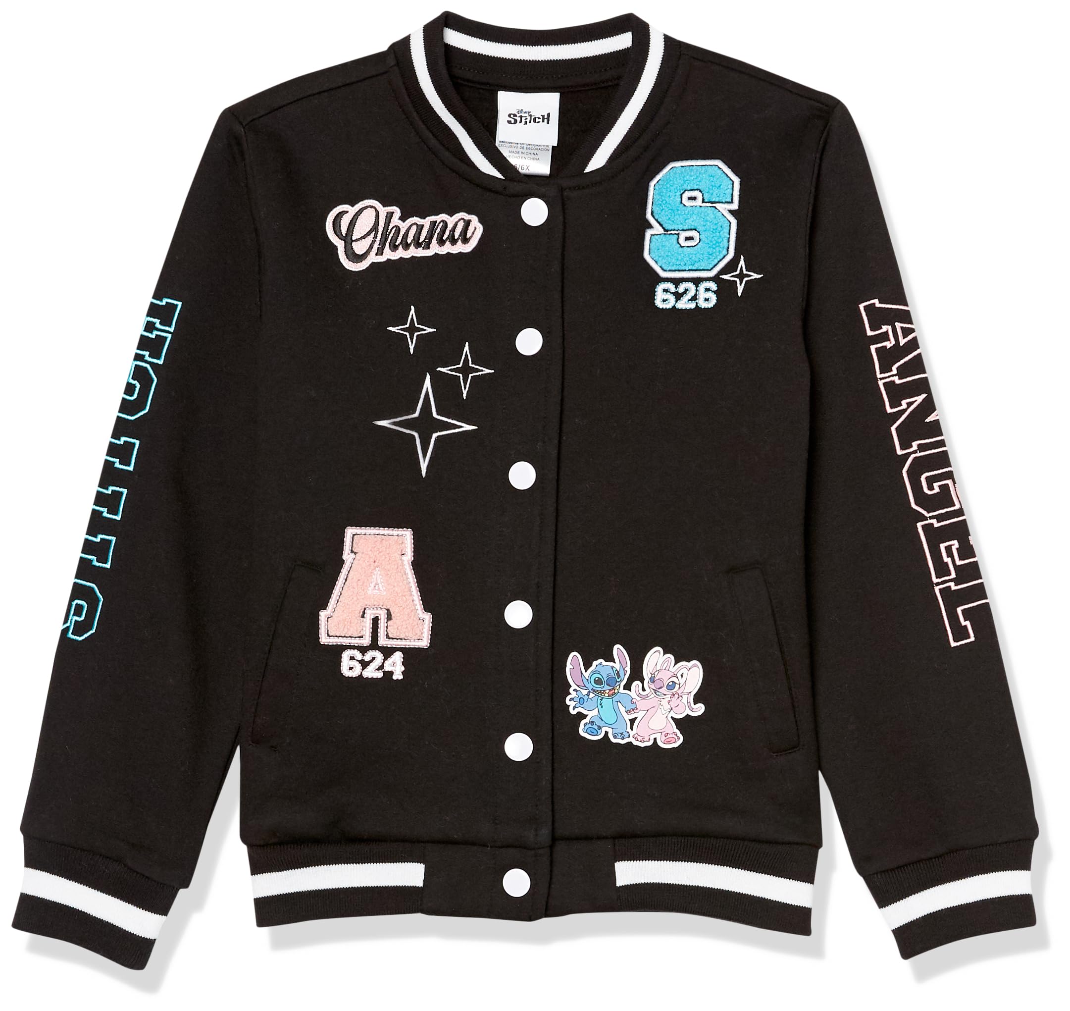 Disney Girls Lilo & Stitch Angel Fleece Button Up Varsity Toddler To ...