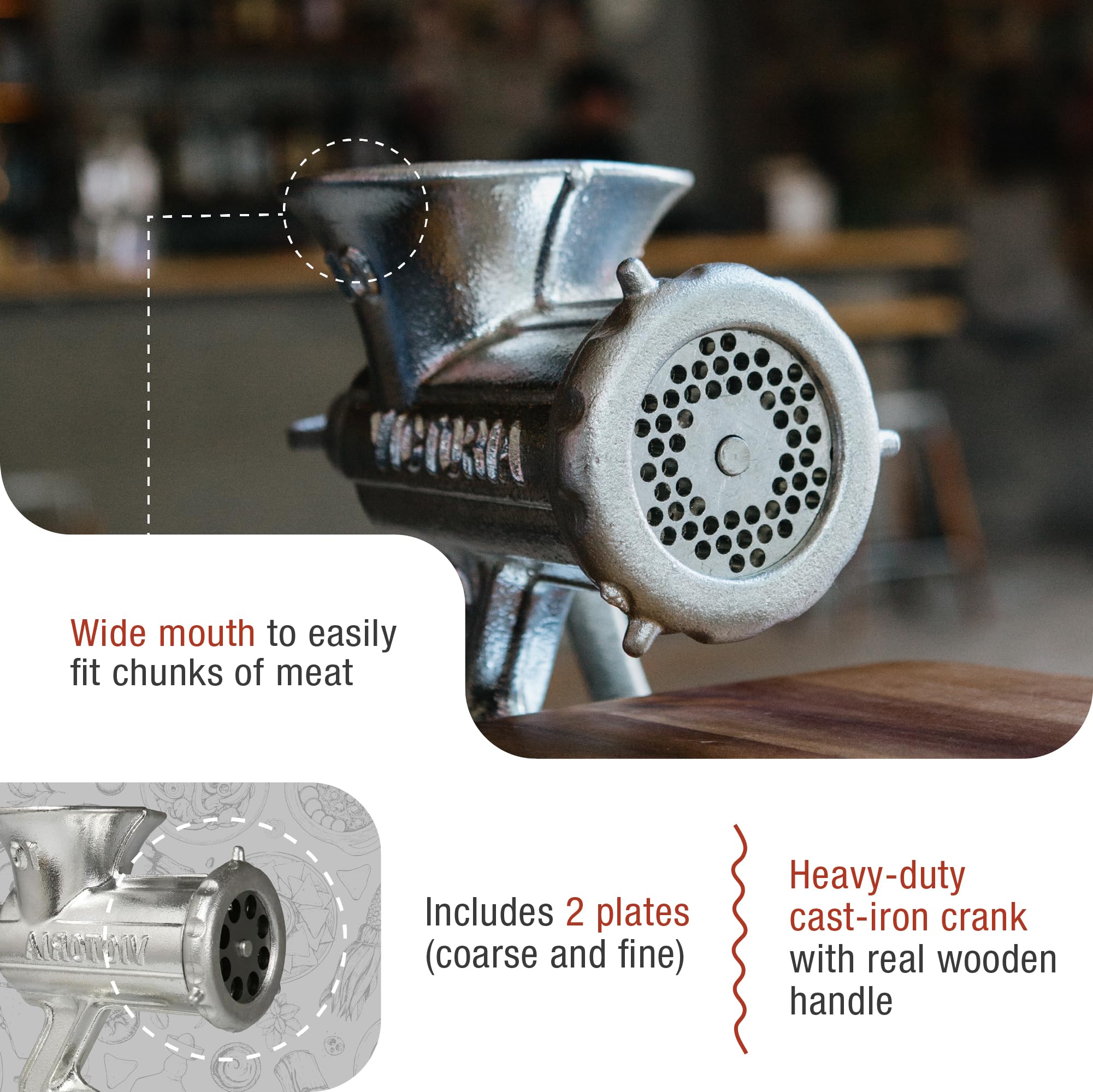 Mua Victoria Cast-Iron Meat Grinder with a Table Clamp Mount, Manual ...