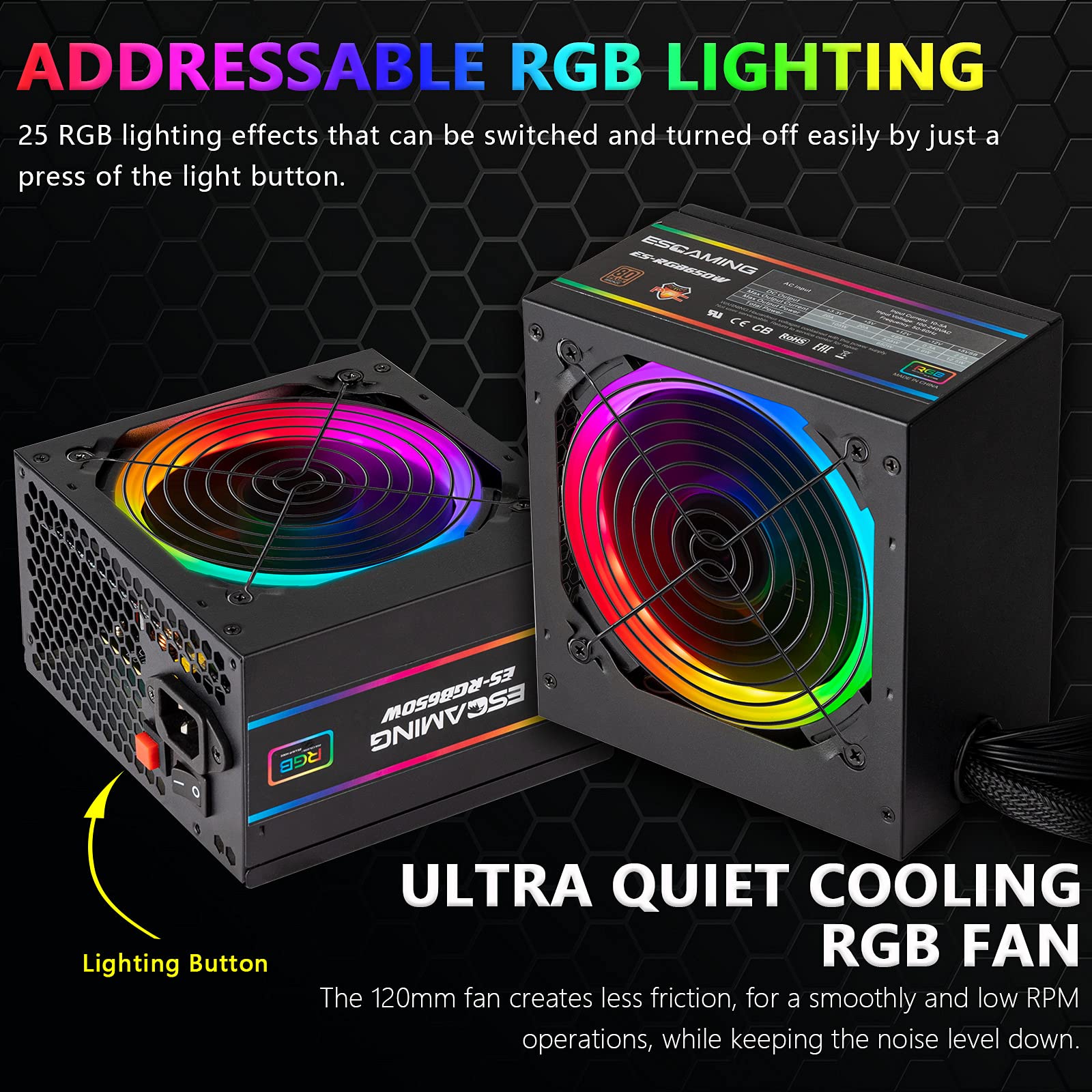 Mua ESGAMING Power Supply 650W, 80+ Bronze Certified PSU, ATX 12V & EPS ...