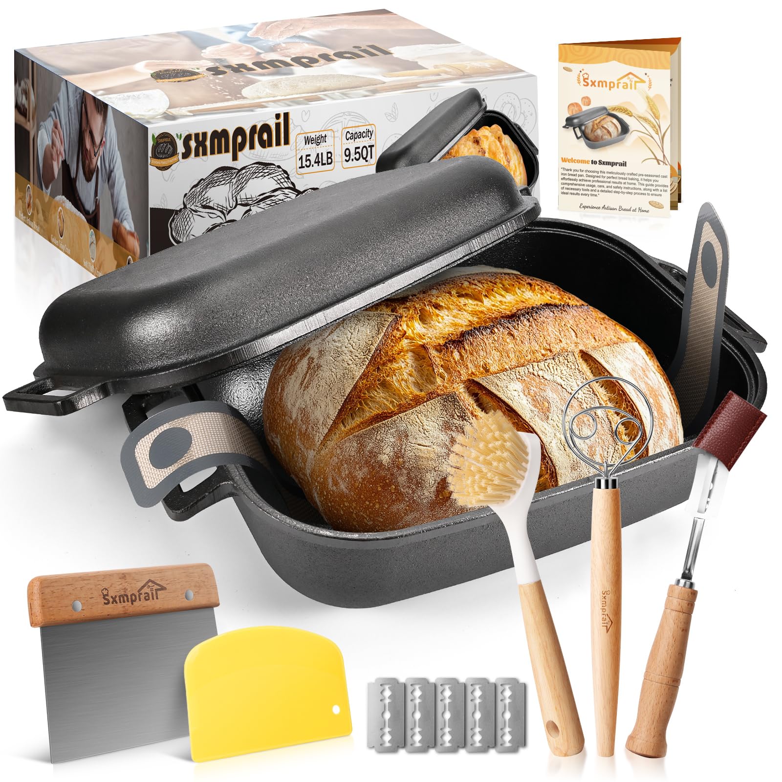 Cloche Loaf Dutch Oven, Pre-Seasoned, 9.5QT, 13 LBS Heavy Duty, Non ...