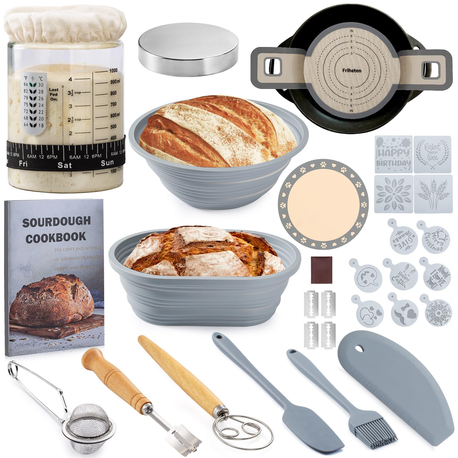 Sourdough Starter Kit, Sourdough Bread Baking Supplies, 40oz Sourdough ...