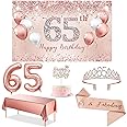 Amazon.com: Trgowaul 65th Birthday Decorations Party Set for Women, Rose Gold 65 Birthday Banner ...