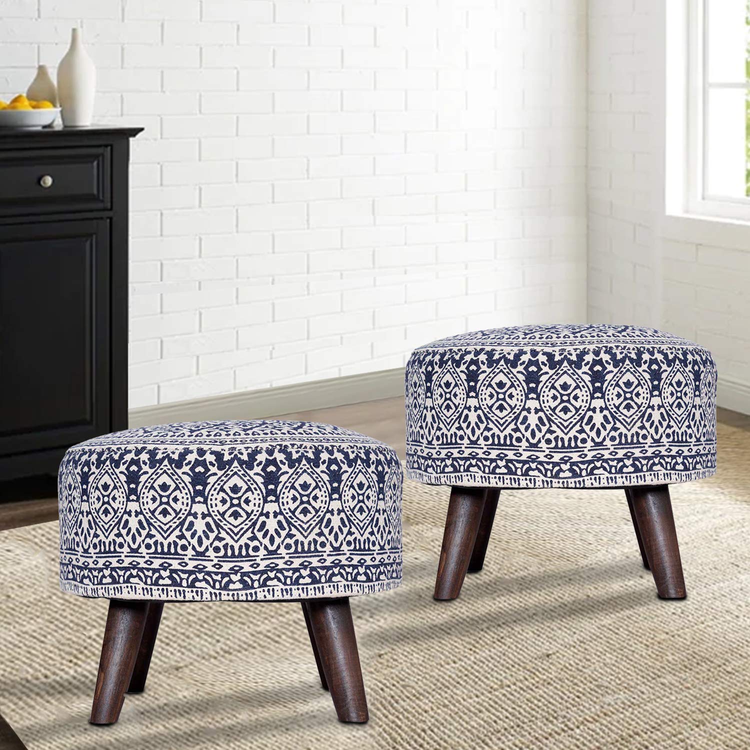 Nestroots Stool For Living Room Set Of 2 Sitting Printed Ottoman