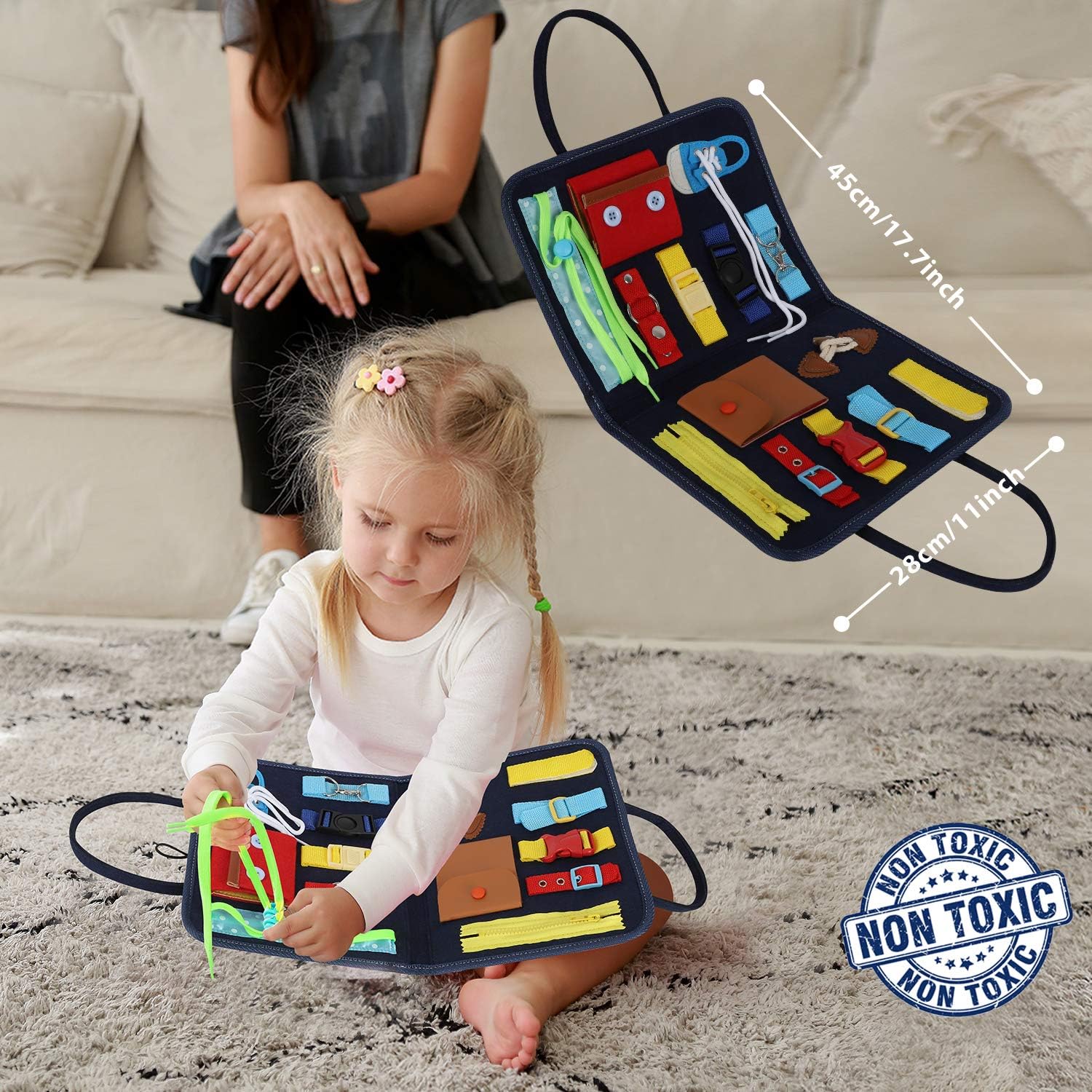Esjay Busy Board for Toddlers, Montessori Toys to Learn Fine Motor ...