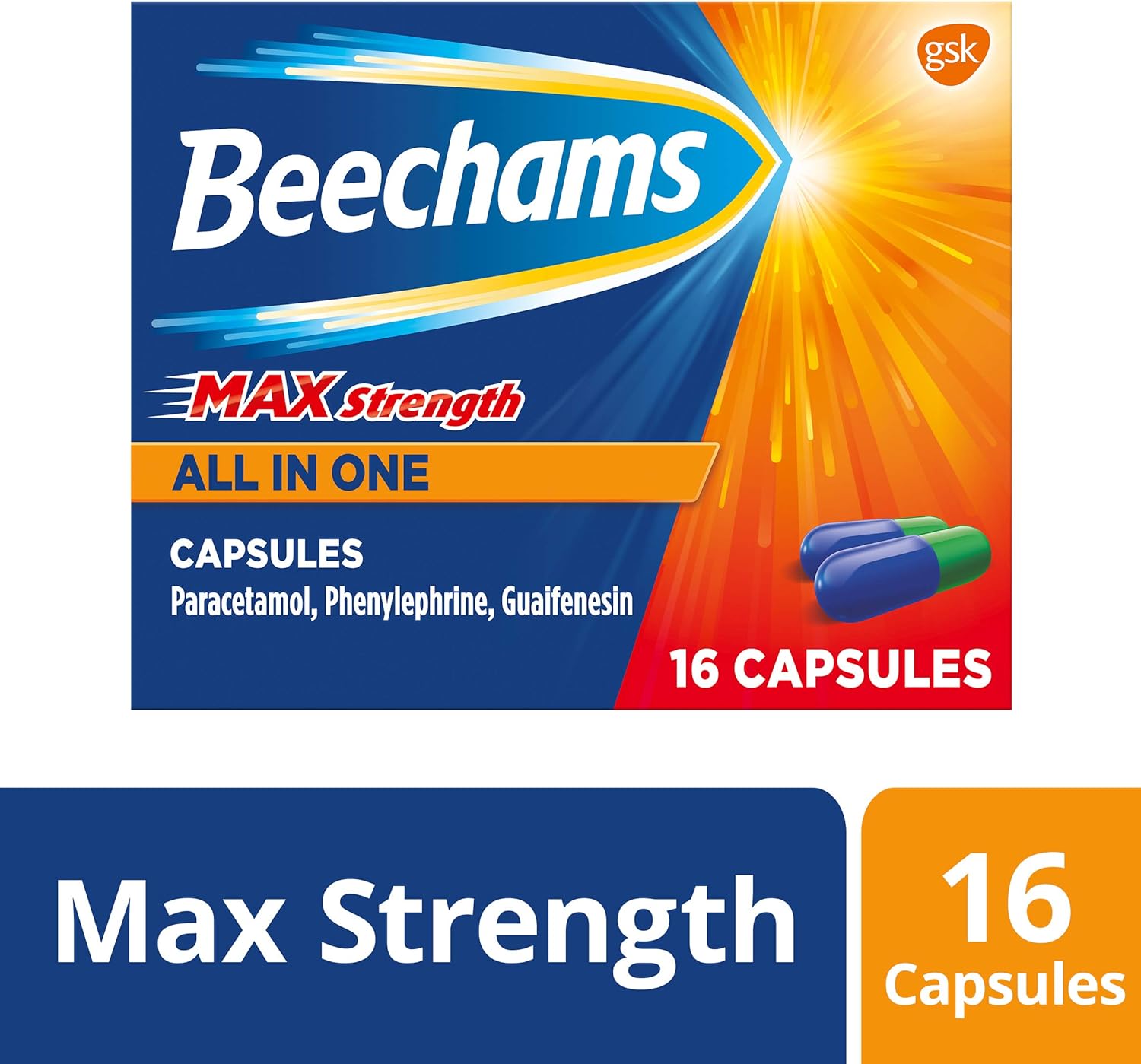 Beechams Cold & Flu Medicine, Cough & Congestion Relief Capsules, Max ...