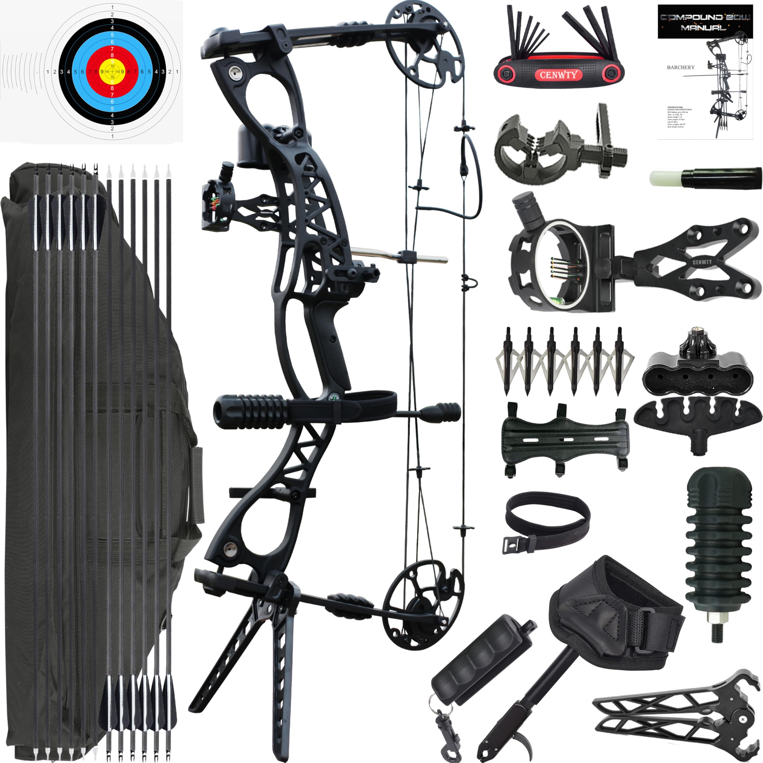 CENWTY Archery Compound Bow Set, Draw Weight 0-70 LBS, Draw Length 18 ...