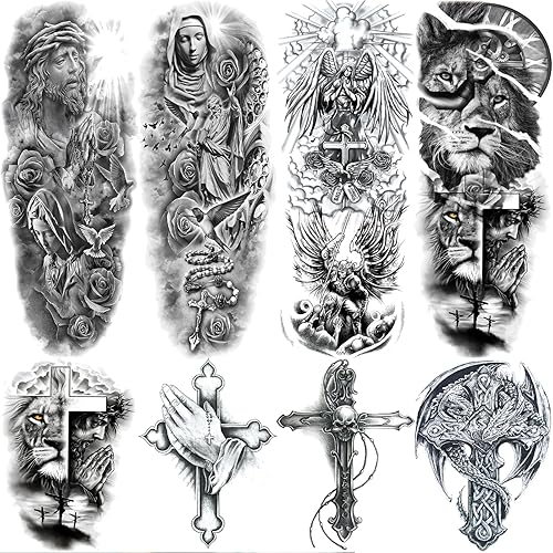 Religious Leg Sleeve Tattoos