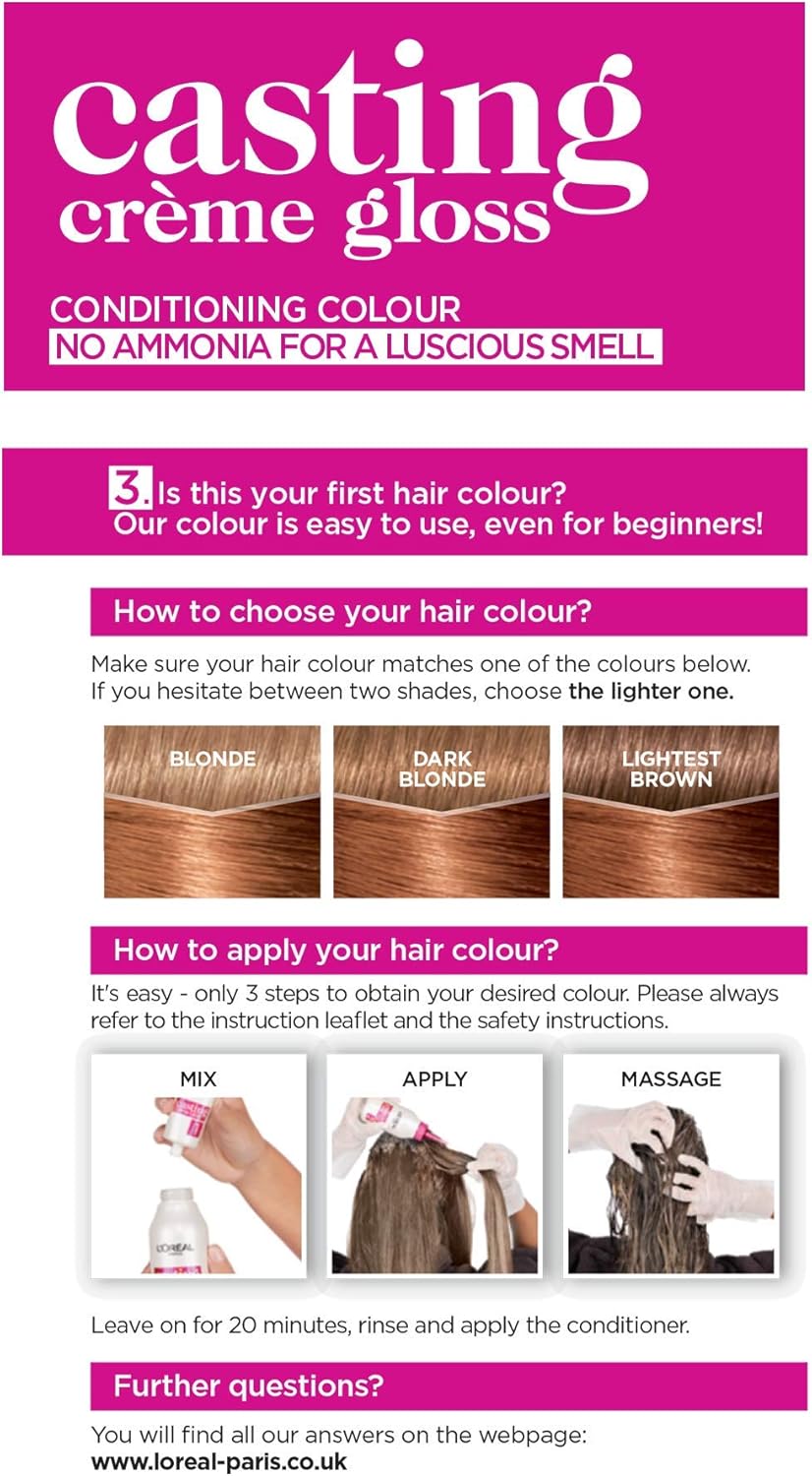 L’Oreal Paris Casting Creme Gloss Brown Semi-Permanent Hair Dye, Blends ...