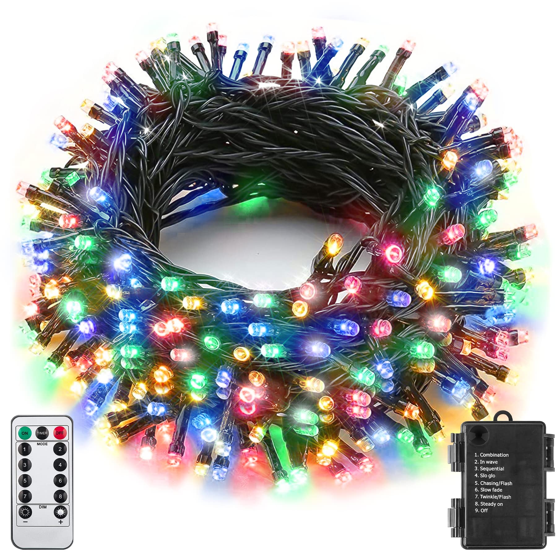 Sukesou Battery String Lights Outdoor 33Ft 100 LED Fairy Lights for ...