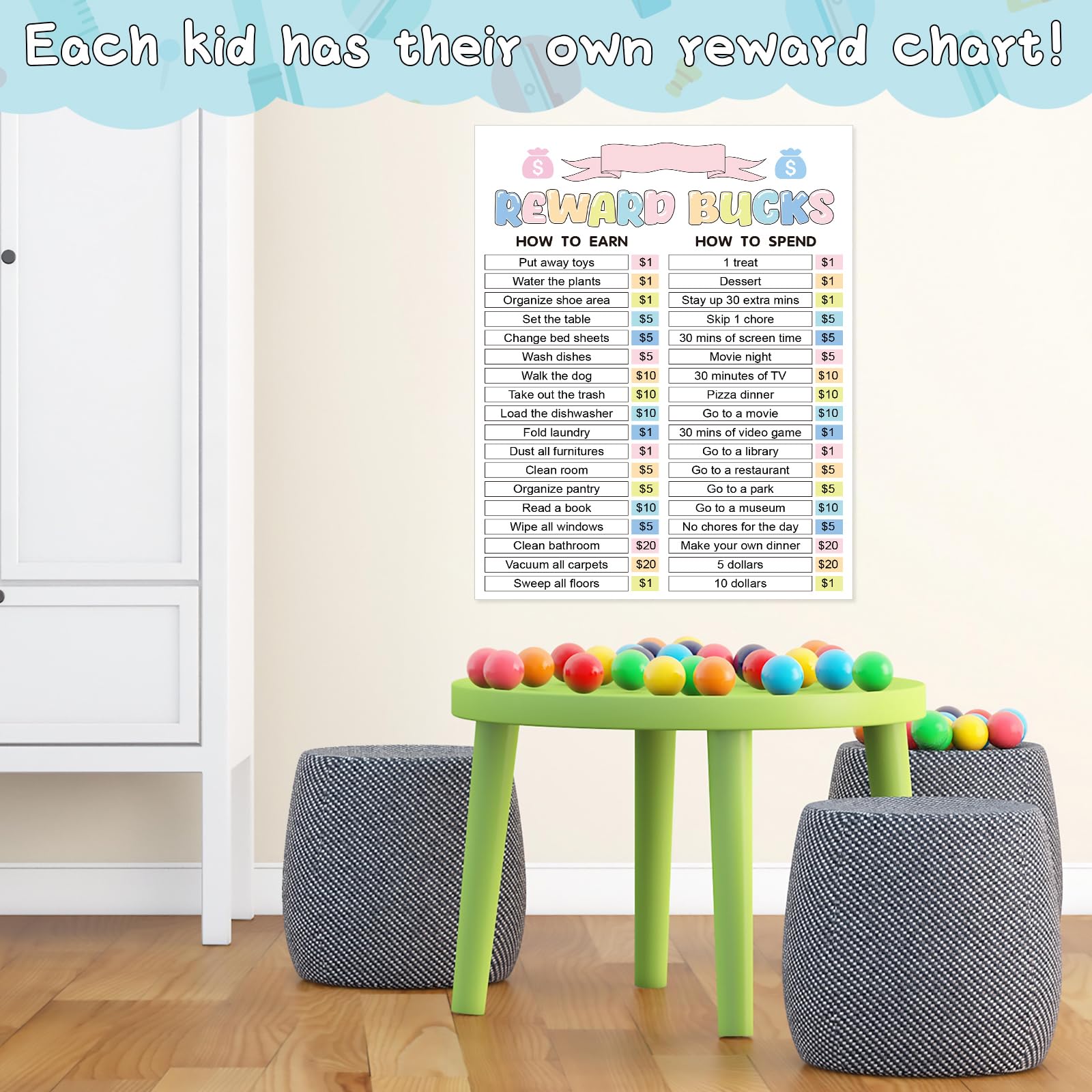 Mua 504 Pcs Kids Reward Bucks Charts Magnetic Good Behavior Reward ...