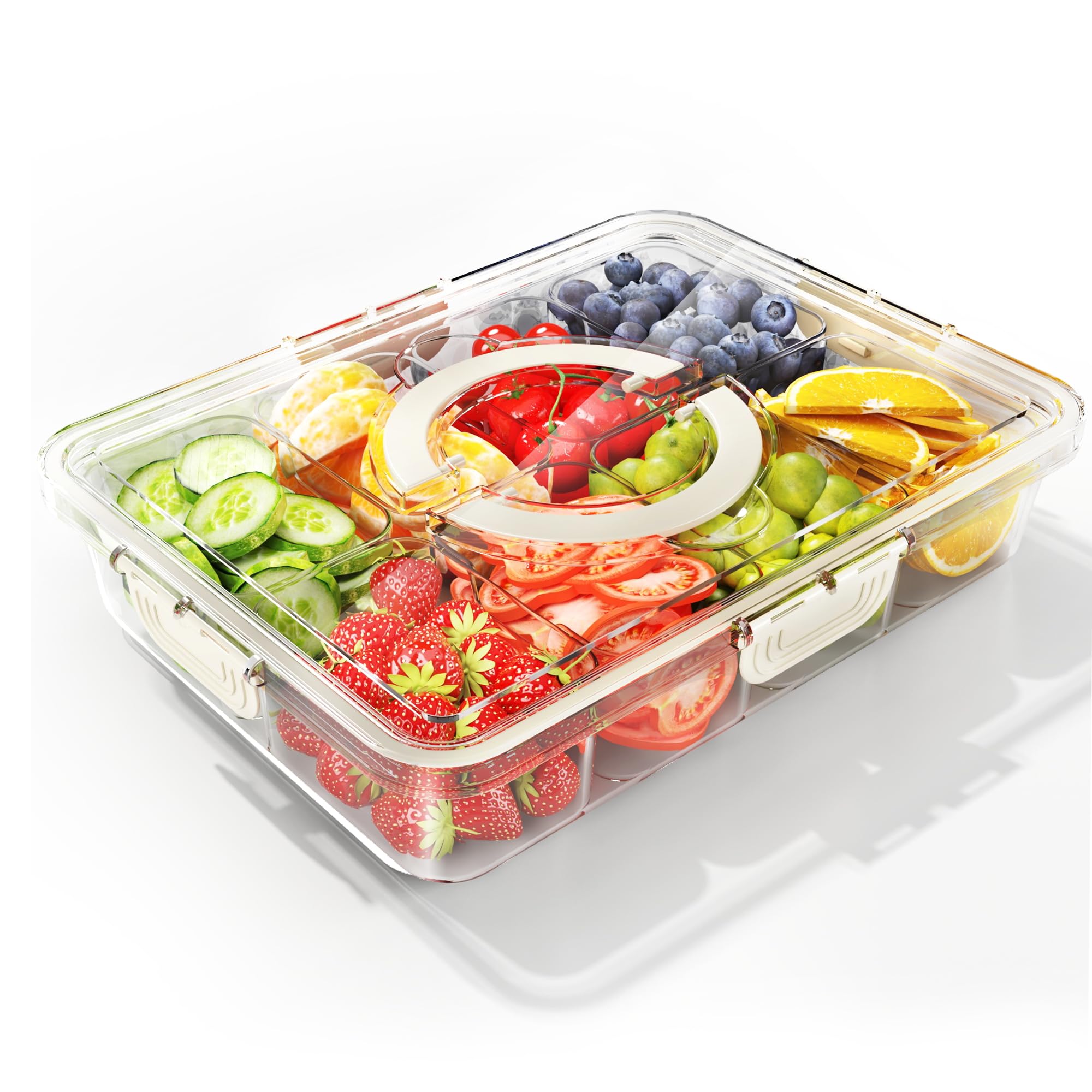 DAOTENGQL Snackle Box Container, Premium Divided Serving Tray with Lid ...